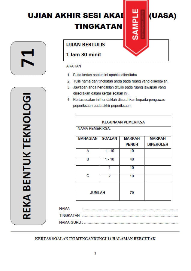 1 SET KERTAS UJIAN AKHIR SESI AKADEMIK (UASA) REKA BENTUK TEKNOLOGI ...