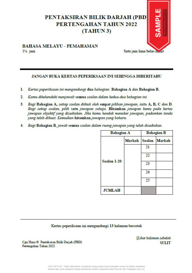 12 SET KERTAS PBD TAHUN 3 (PERTENGAHAN TAHUN 2022), DLP DAN BONUS ...