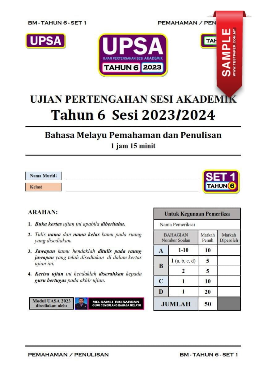 3 SET MODUL UJIAN SUMATIF BAHASA MELAYU TAHUN 6 SESI 2023-2024 (UAwSA / UPSA/ UASA) - Cikgu.Info