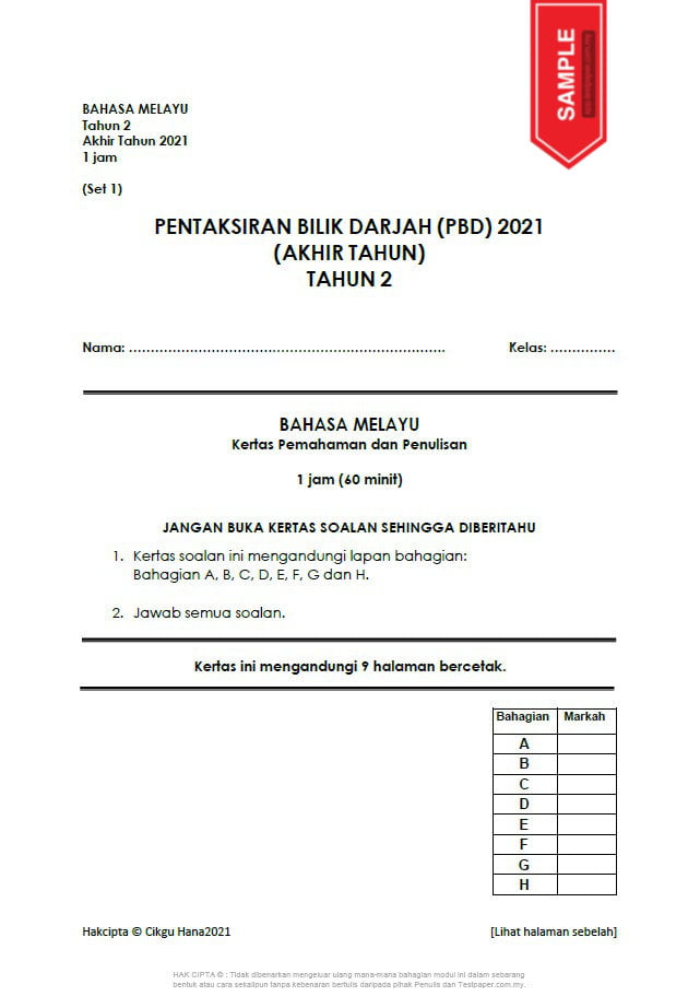 8 SET KERTAS PBD TAHUN 2 (MODUL AKHIR TAHUN 2021), DLP DAN BONUS FORMAT MS WORD - Cikgu.Info