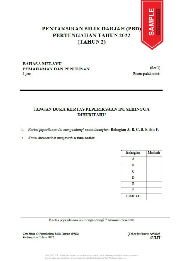 8 SET KERTAS PBD TAHUN 2 (PERTENGAHAN TAHUN 2022), DLP DAN BONUS FORMAT MS WORD - Cikgu.Info