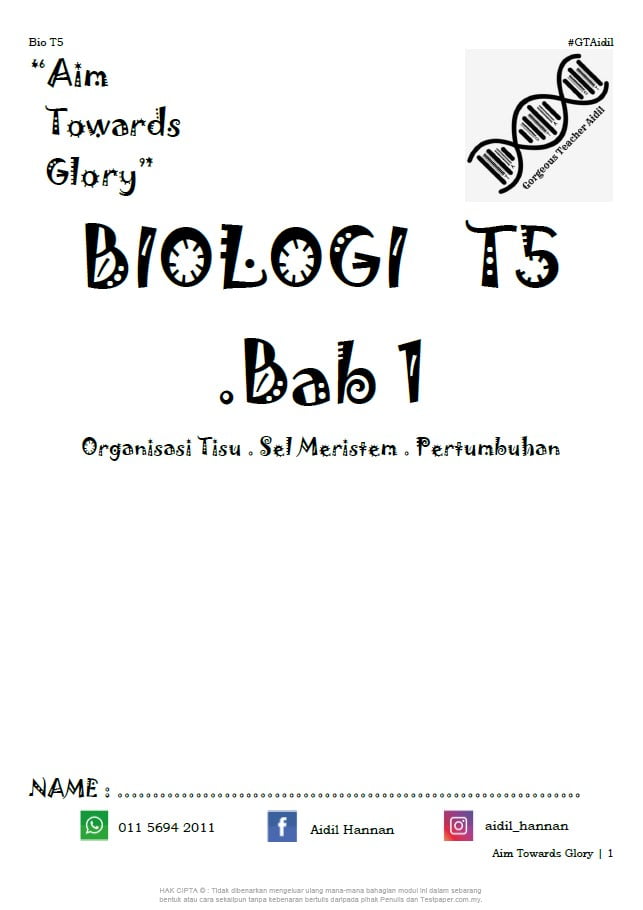 BIOLOGI TINGKATAN 5 KSSM KERTAS PERSEDIAAN UJIAN BAB 1 DAN 2 (DWIBAHASA) SPM - JILID 1 - Cikgu.Info