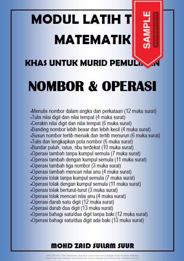 EDISI GURU: MODUL MATEMATIK MURID PEMULIHAN NOMBOR DAN OPERASI (TIADA ...