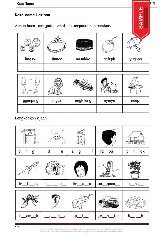 LATIHAN TATABAHASA BAHASA MELAYU TAHUN 1 - Cikgu.Info