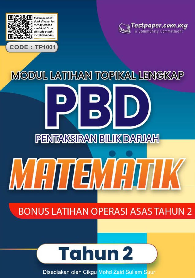 MODUL LATIHAN TOPIKAL LENGKAP PBD MATEMATIK TAHUN 2 (BONUS LATIHAN OPERASI ASAS) - Cikgu.Info