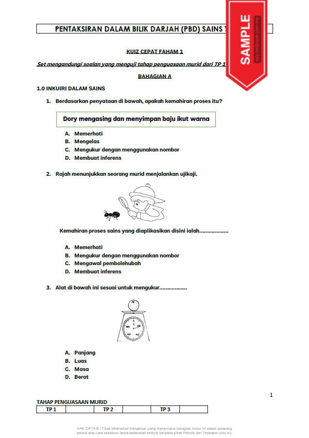 MODUL PBD KUIZ PENGUKUHAN SAINS TAHUN 4 KSSR SEMAKAN (PDF DAN WORD) - Cikgu.Info