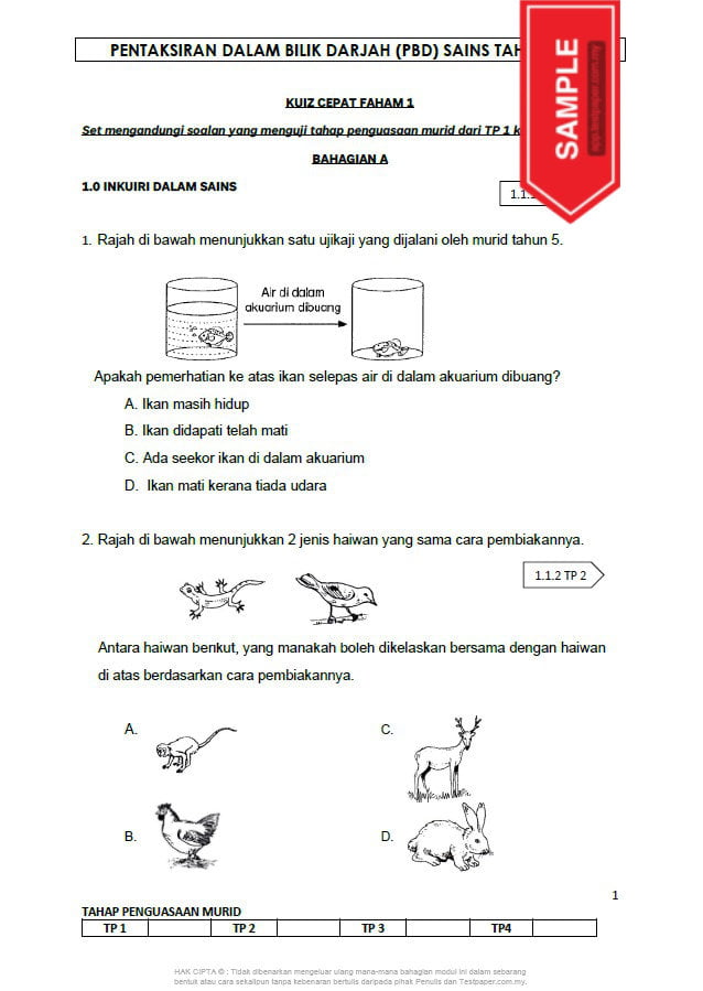 MODUL PBD KUIZ PENGUKUHAN SAINS TAHUN 5 KSSR SEMAKAN (PDF DAN WORD) - Cikgu.Info