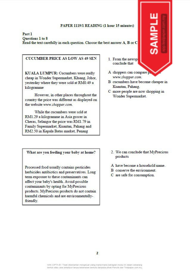 MODULE EXAM PAPER 1119 : ENGLISH SPM 2021 (CEFR) - Cikgu.Info