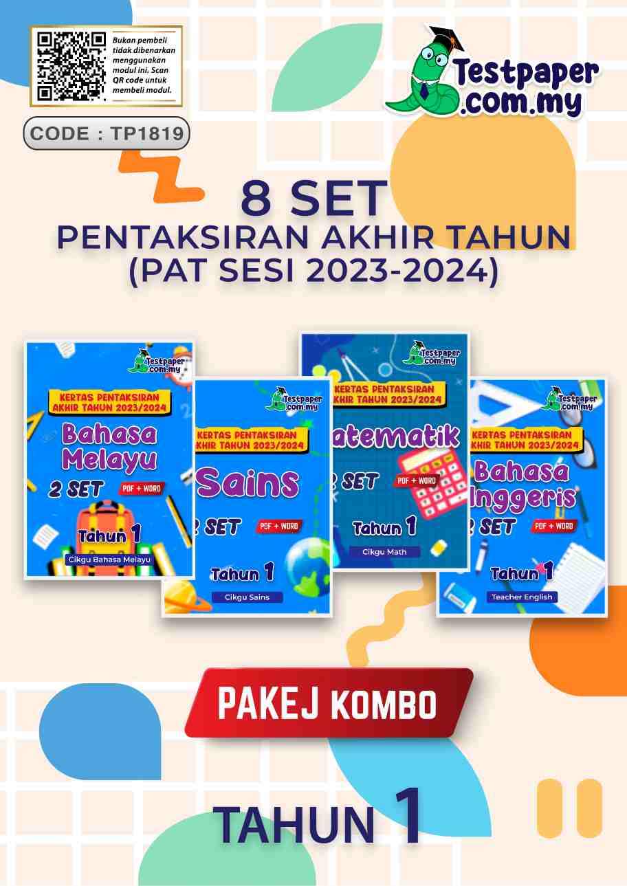 [PAKEJ KOMBO] 8 SET PENTAKSIRAN AKHIR TAHUN (PAT SESI 2023-2024) TAHUN 1 - Cikgu.Info