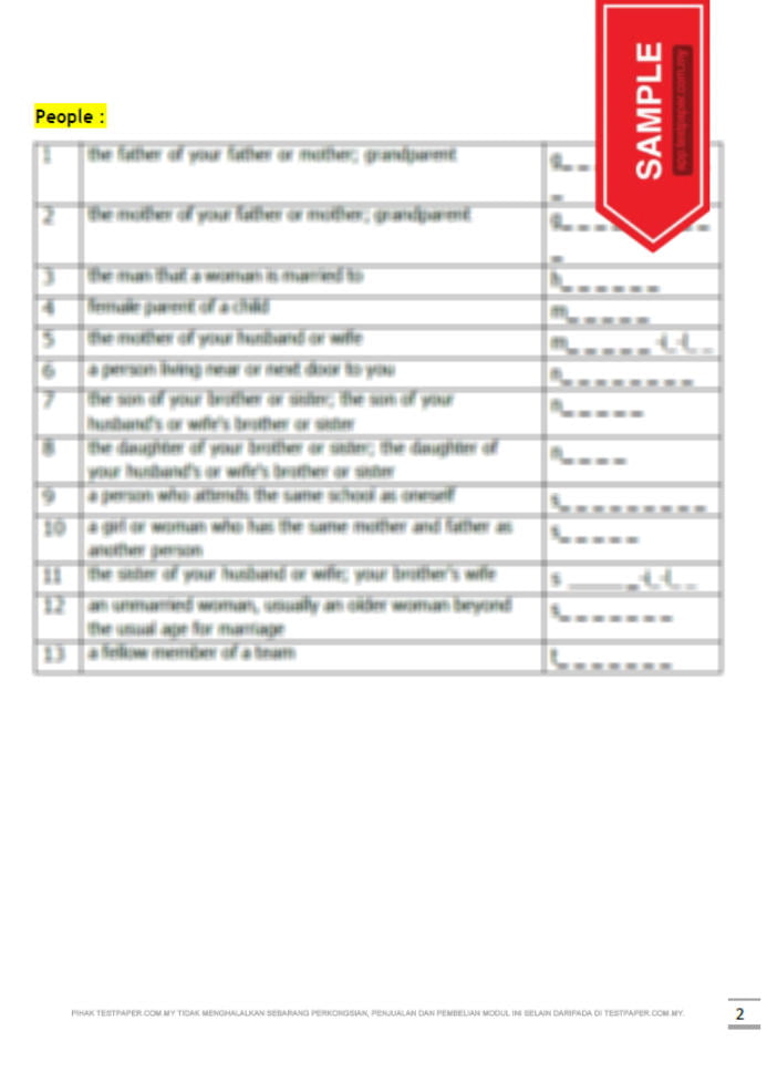 PRIMARY ENGLISH UASA WRITING PART 5 - 300 SPELLING QUESTIONS - Cikgu.Info