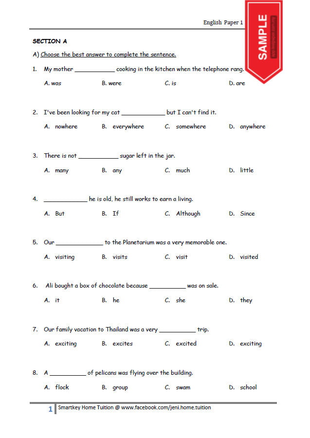 REVISION MODULE PRACTICE ENGLISH PAPER 1 YEAR 6 - Cikgu.Info