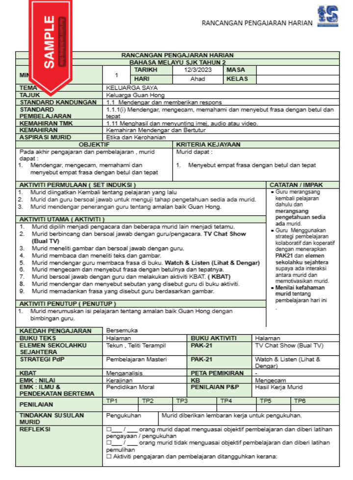 RPH DAN RPT 2023 - BAHASA MELAYU SJK TAHUN 2 - Cikgu.Info