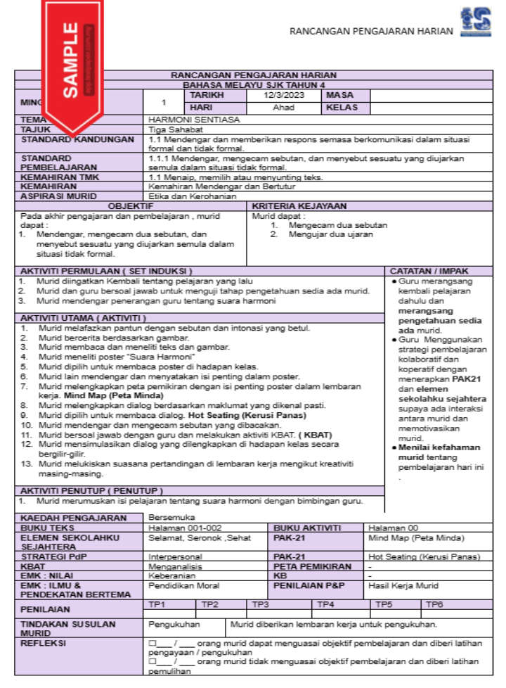 RPH DAN RPT 2023 - BAHASA MELAYU SJK TAHUN 4 - Cikgu.Info