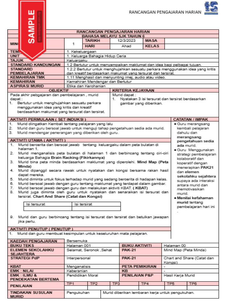 RPH DAN RPT 2023 - BAHASA MELAYU SJK TAHUN 6 - Cikgu.Info