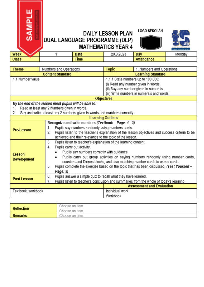 RPH DAN RPT 2023 - MATEMATIK EDISI BAHASA INGGERIS (DLP) TAHUN 4 - Cikgu.Info