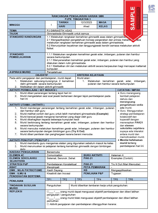 RPH DAN RPT 2023 - PENDIDIKAN JASMANI KESIHATAN TINGKATAN 3 - Cikgu.Info