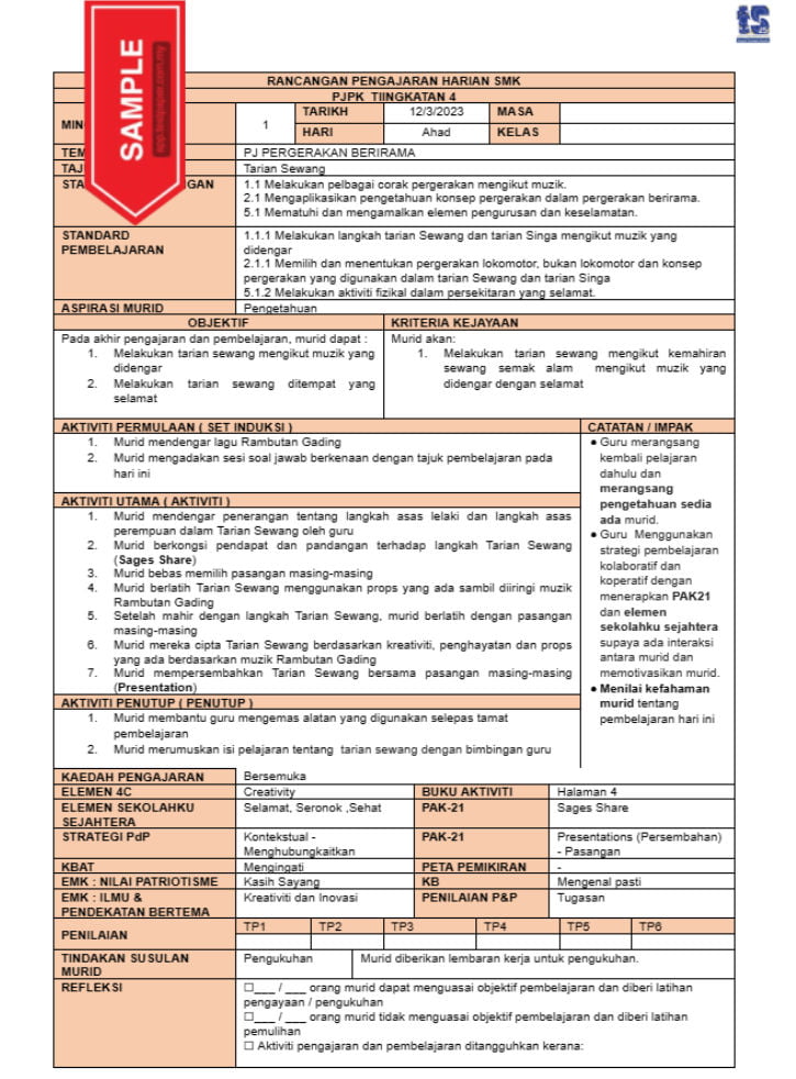 RPH DAN RPT 2023 - PENDIDIKAN JASMANI KESIHATAN TINGKATAN 4 - Cikgu.Info
