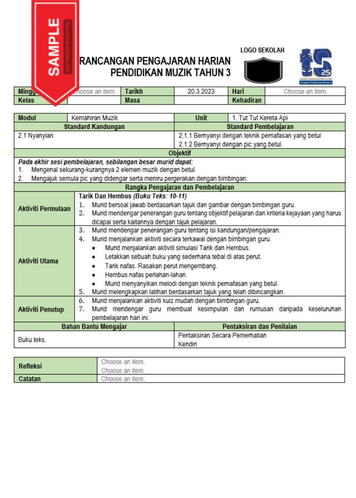 RPH DAN RPT 2023 - PENDIDIKAN MUZIK TAHUN 3 - Cikgu.Info