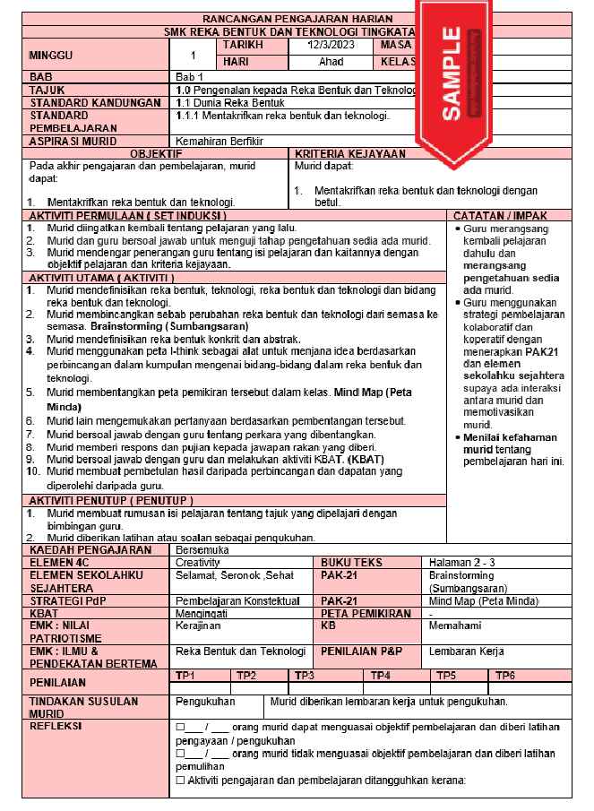 RPH DAN RPT 2023 - RBT TINGKATAN 1 - Cikgu.Info