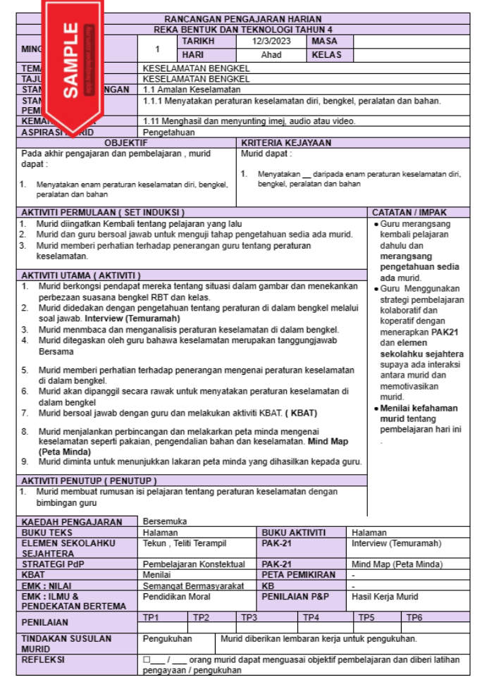 RPH DAN RPT 2023 - REKA BENTUK TEKNOLOGI TAHUN 4 - Cikgu.Info