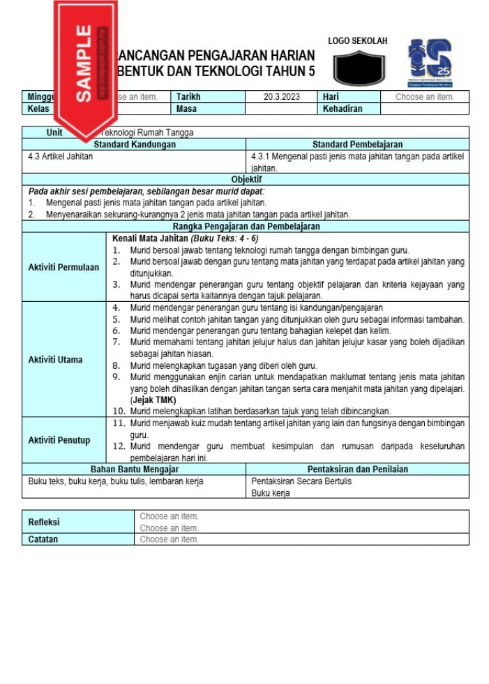 RPH DAN RPT 2023 - REKA BENTUK TEKNOLOGI TAHUN 5 - Cikgu.Info