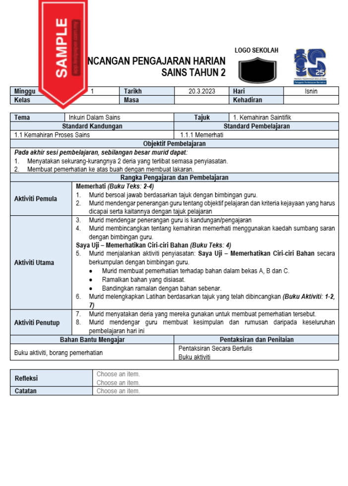 RPH DAN RPT 2023 - SAINS TAHUN 2 - Cikgu.Info