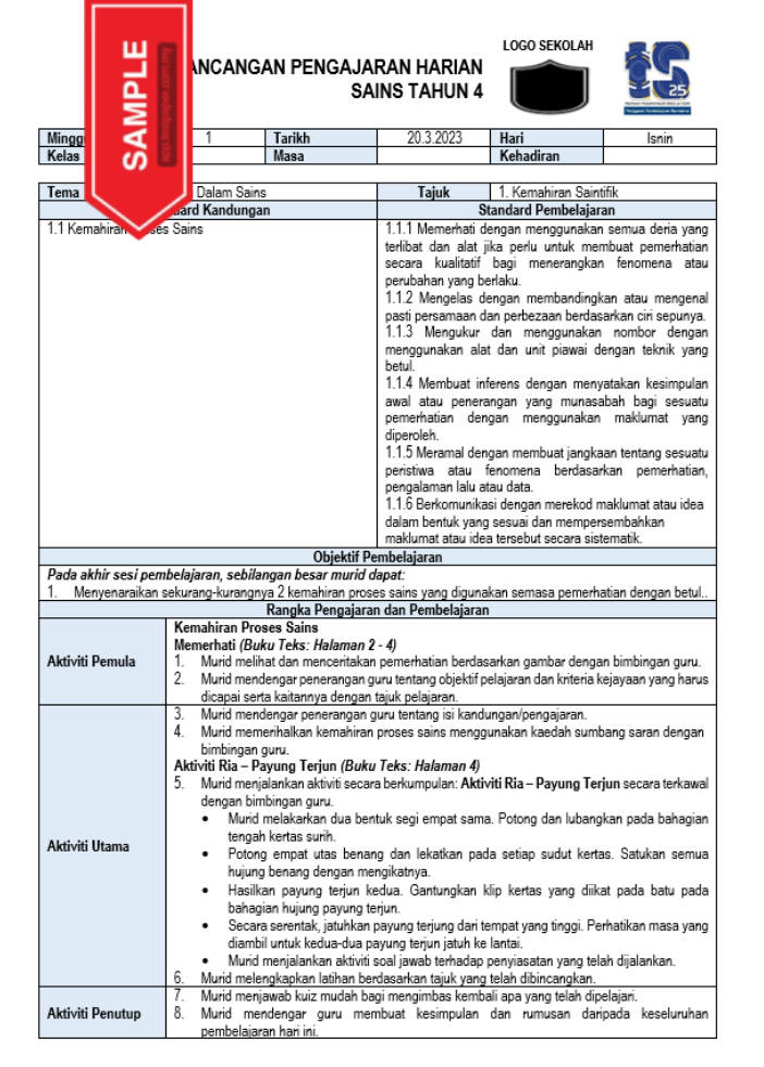 RPH DAN RPT 2023 - SAINS TAHUN 4 - Cikgu.Info