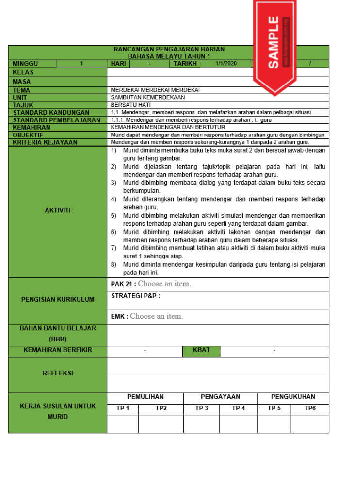 RPH DAN RPT - PROGRAM PENDIDIKAN KHAS INTEGRASI BAHASA MELAYU TAHUN 2 ...