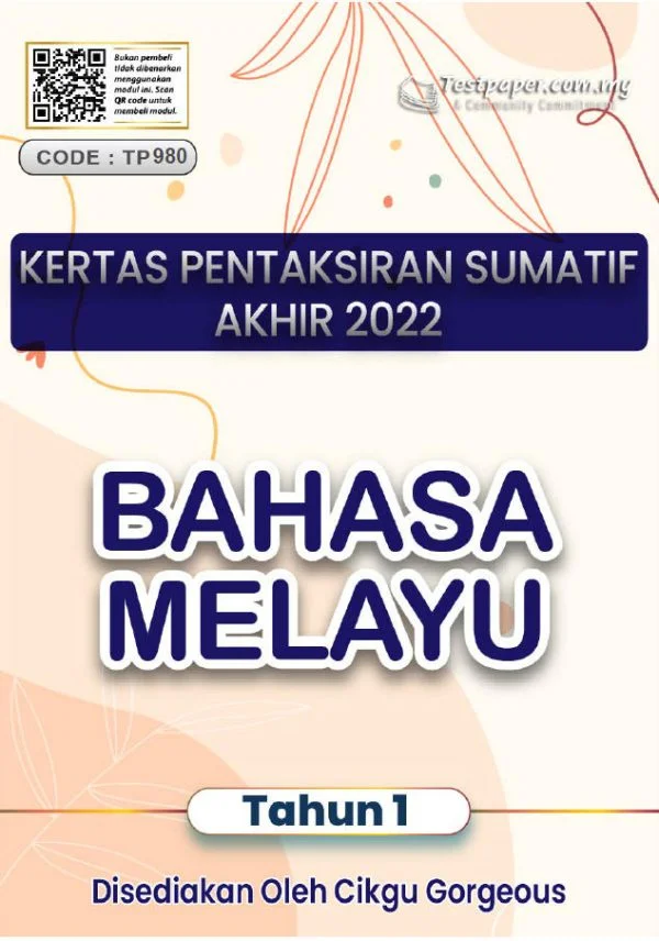 1 SET KERTAS PENTAKSIRAN FORMATIF AKHIR 2022/2023 BAHASA MELAYU SK TAHUN 1 - BONUS WORD - Cikgu.Info